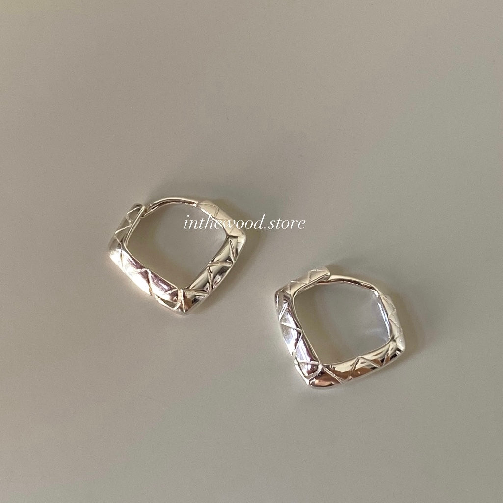 [925silver] Square Lozenges One Touch Earrings – MYSOUL @inthewood