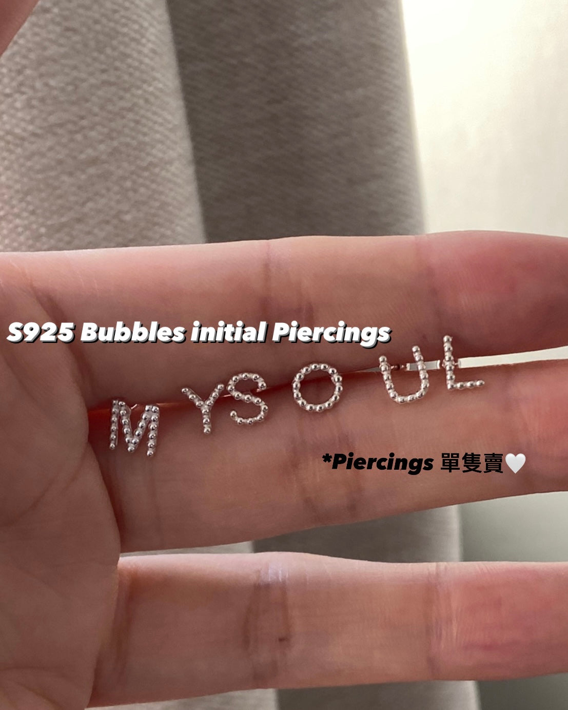 [925silver] Bubbles initial Piercing – MYSOUL @inthewood
