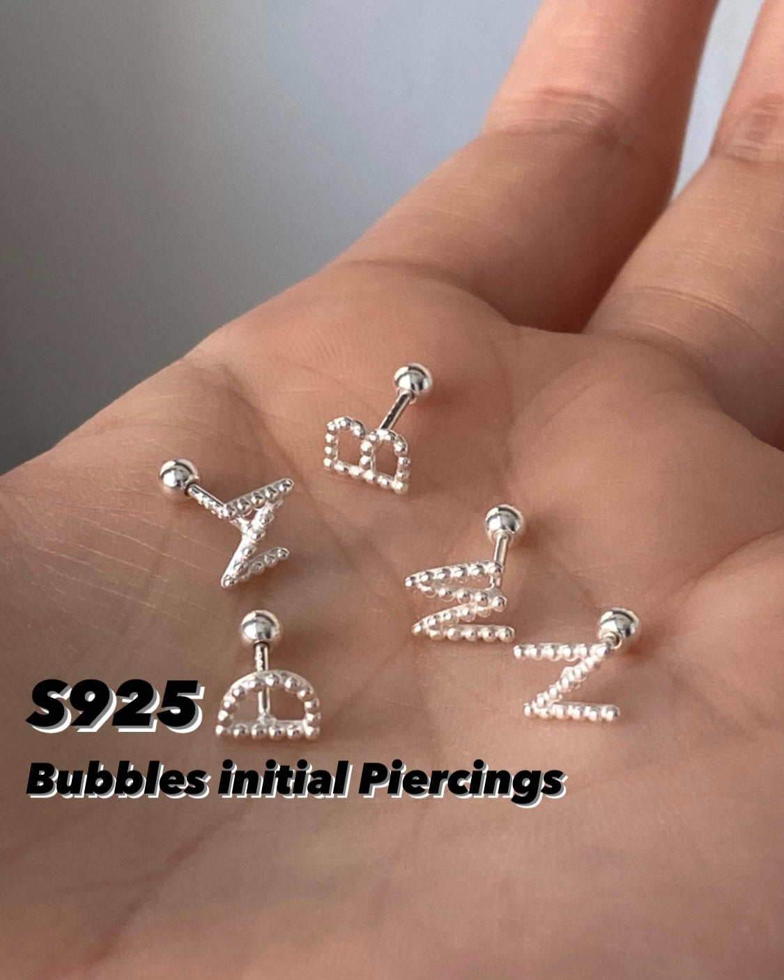 [925silver] Bubbles initial Piercing – MYSOUL @inthewood